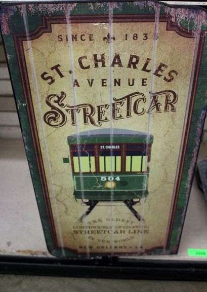 ST CHARLES STREETCAR WOOD SIGN - Lawler Auction Company