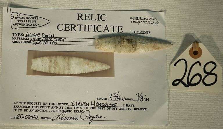 Authentic Paleo Period Agate Basin Indian Artifact Arrowhead with ...