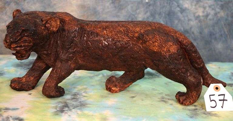 African Leopard Wood Carving Trophy Room Decor - Leap Auctions, LLC