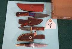 Three Types of Brand-New Hunting Knives with Scabbards - Leap Auctions, LLC