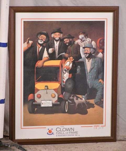 Signed framed print "The Clown Hall of Fame" by Jim Howle; 1037-304 - R ...