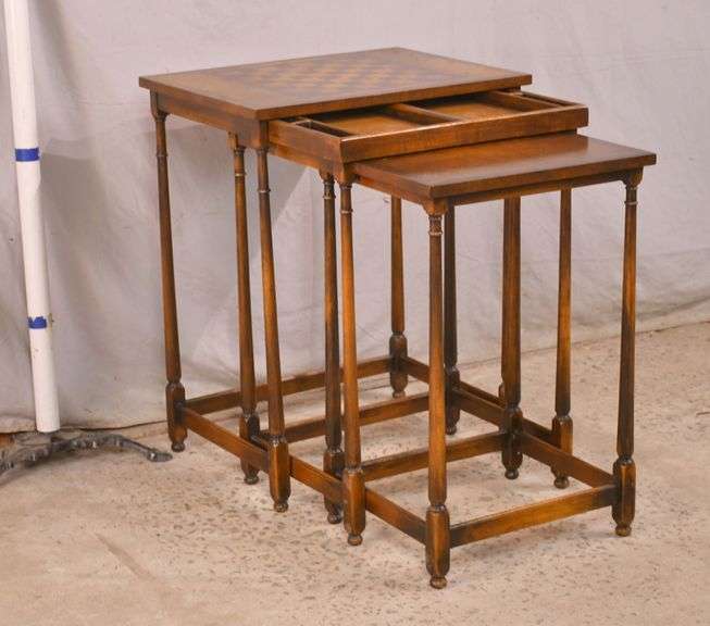 Set of 3 nesting game tables; 68-1695 - R.H. Lee & Co. Auctioneers