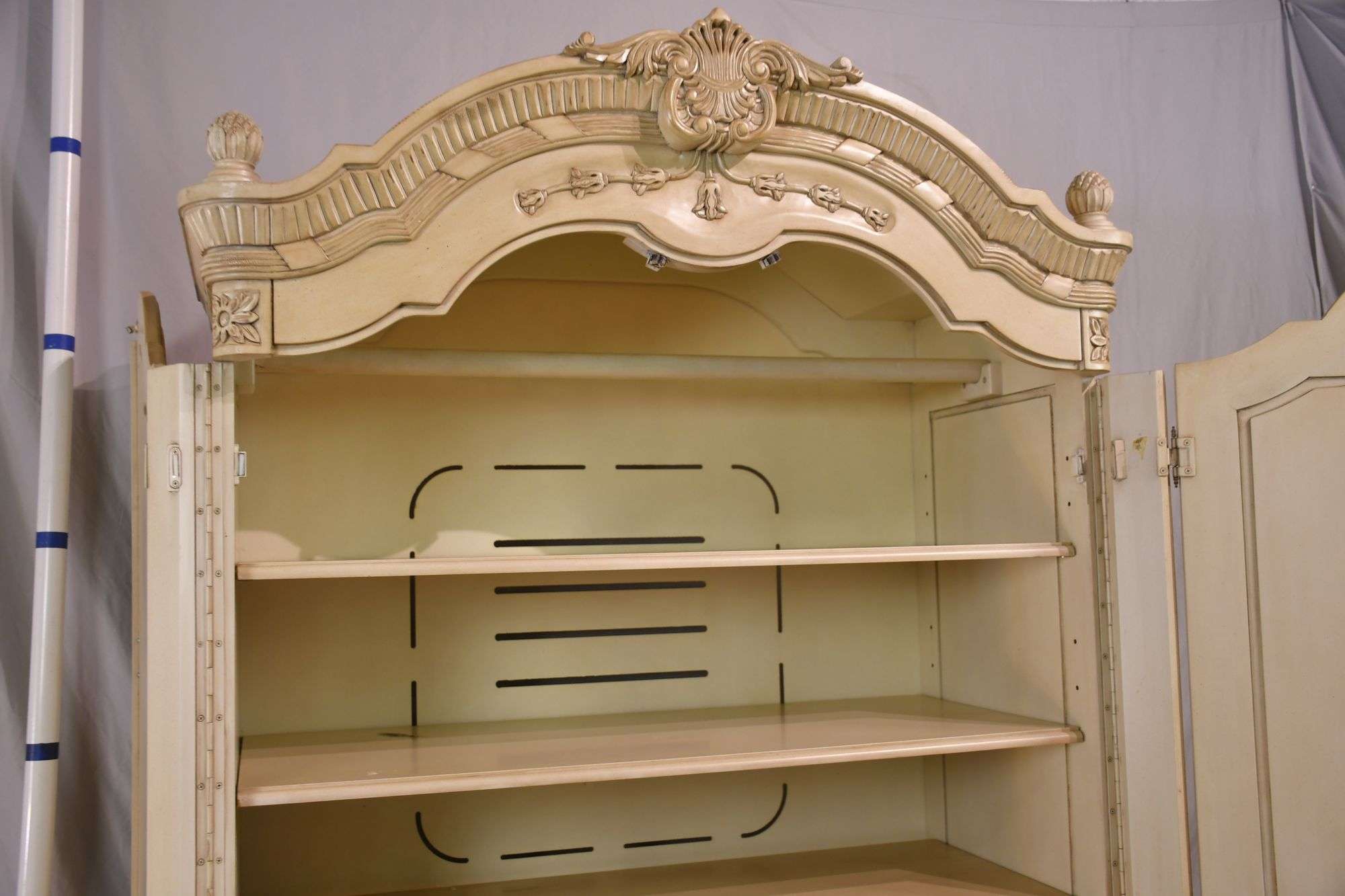 Laura Ashley Home carved off white 2 part armoire 55 8429A R.H. Lee Co. Auctioneers