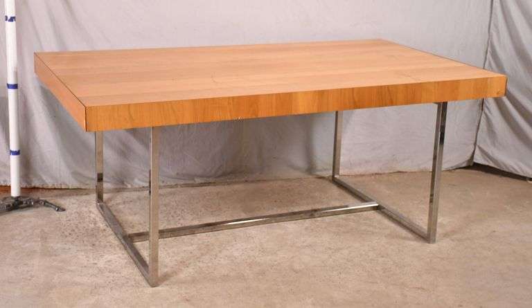 Modern style draw leaf dining table with chrome base; 55-8352 - R.H ...