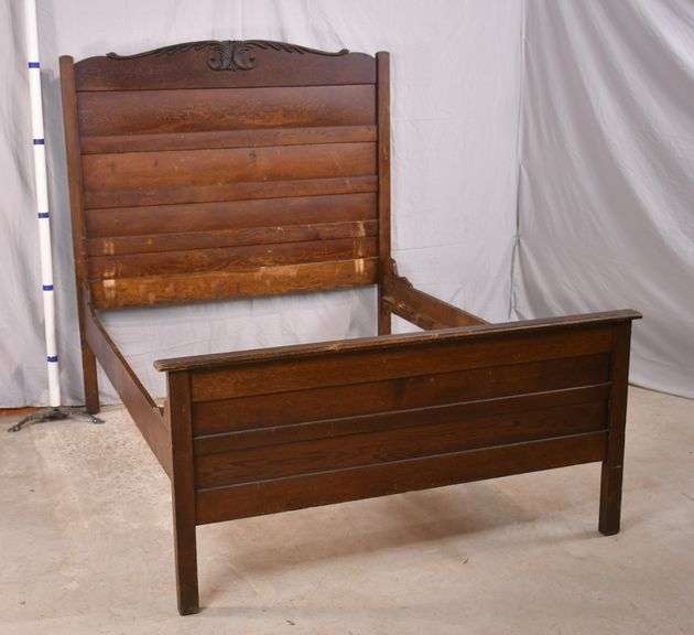 Oak high back full size panel bed with rails; 565-010 - R.H. Lee & Co ...