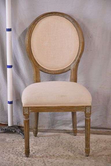 Restoration Hardware distressed finish accent chair with linen seat and ...