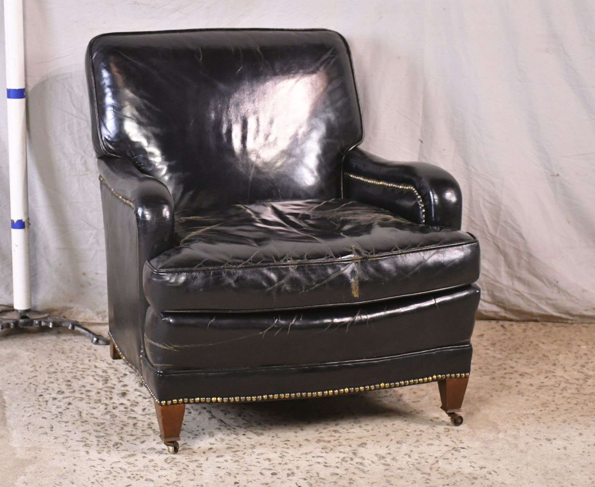 Small black leather armchair store