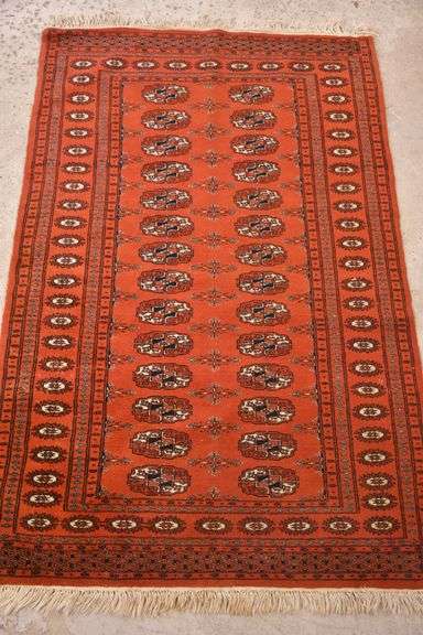 3x5 hand knotted vintage Bokhara rug with rust colored field; 905-155 ...