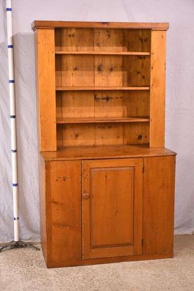 Early pine step-back hutch with raised panel door; 200-243 - R.H. Lee ...
