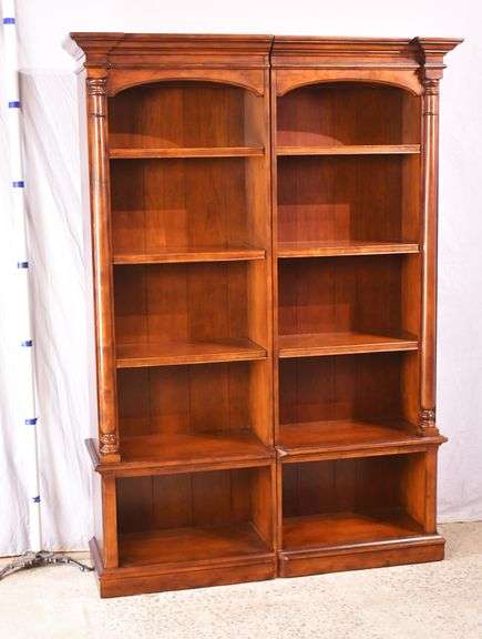 Pair of Hekman tall narrow open-front cherry bookcases; 68-5914 - R.H ...