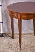 Baker round inlaid mahogany side table with 2 drawers and 2 slide-out ...