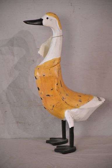 Lucky Ducky's "Slicker" carved wooden garden duck; 5948-019 - R.H. Lee ...