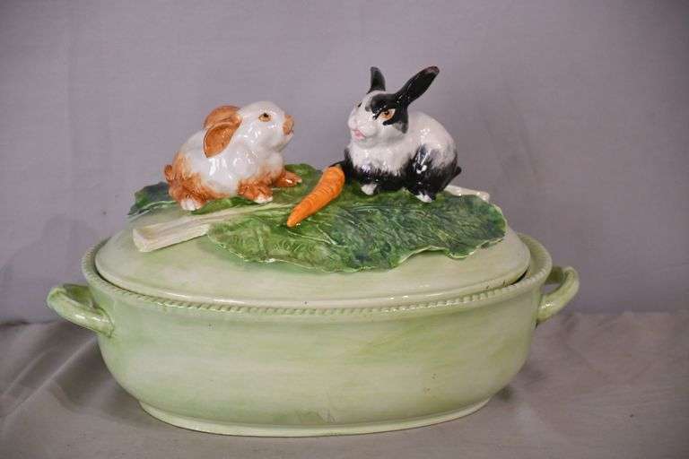 J. Willford Italian ceramic covered bowl with rabbit lid; 5326-002 - R ...