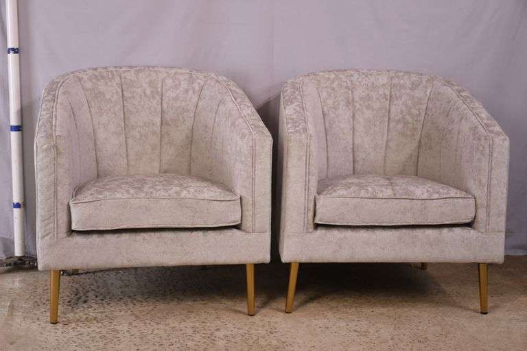 Pair of Crestview Collection upholstered channel back accent chairs ...