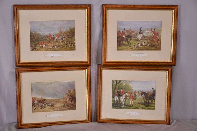 Group of 4 small framed hunt scene prints; 13024-770 - R.H. Lee & Co ...
