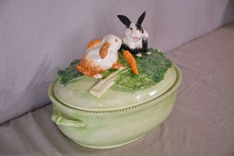 J. Willford Italian ceramic covered bowl with rabbit lid; 5326-002 - R ...