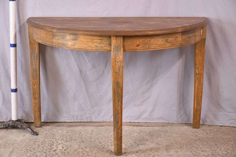 Oak half-round console table; 13170-018 - R.H. Lee & Co. Auctioneers
