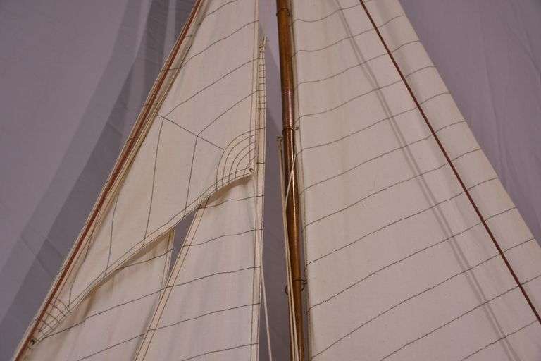 Large wooden model sailboat "Queen Martha" with linen sails; 13170-025 ...