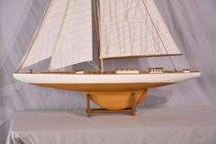 Large wooden model sailboat "Queen Martha" with linen sails; 13170-025 ...