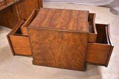 Theodore Alexander crotch mahogany 4 part partner's desk with leather ...