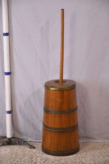 Early butter churn with lid and dasher; 16755-008 - R.H. Lee & Co ...