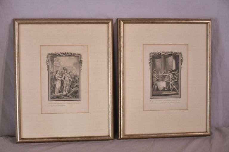 Pair of small framed engravings of Greco-Roman scenes; 6117-012 - R.H ...
