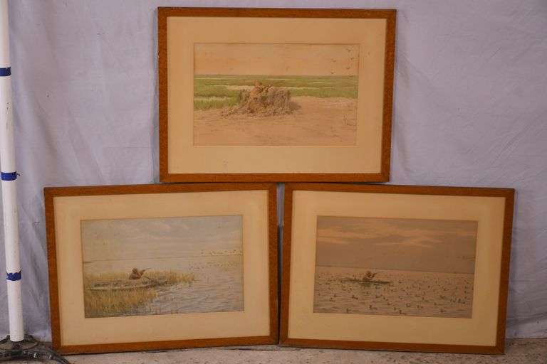 Group of 3 framed waterfowl hunting prints by A. B. Frost; 835-116+ - R ...
