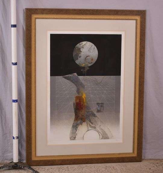Large signed limited edition framed mixed media artwork "Pavan"; 68 ...