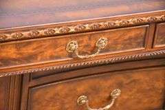 Theodore Alexander crotch mahogany 4 part partner's desk with leather ...