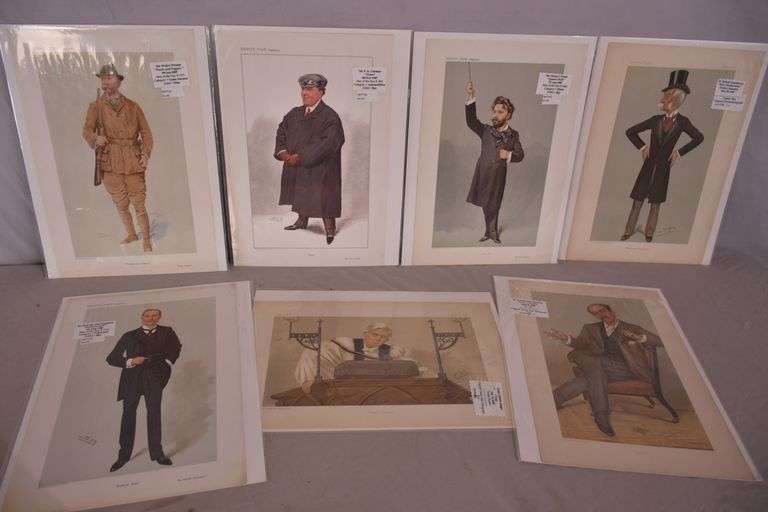 Group of 7 miscellaneous unframed vintage Vanity Fair prints; 1023-215 ...