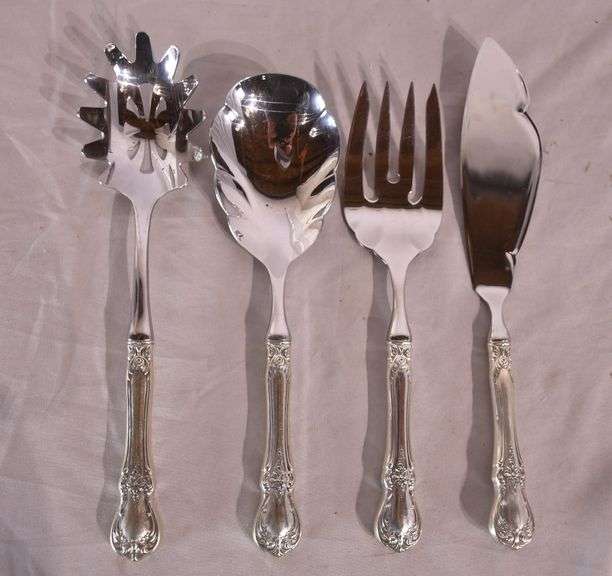 Set of 4 Towle serving pieces with sterling silver handles; 869-507 - R ...