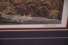 Signed framed print of green-winged teal by Harold Roe; 17602-036 - R.H ...