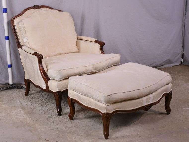 Fairfield Chair Co. carved French style open armchair with ottoman; 396 ...