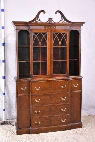Maddox small mahogany breakfront with desk drawer; 55-12346Z - R.H. Lee ...