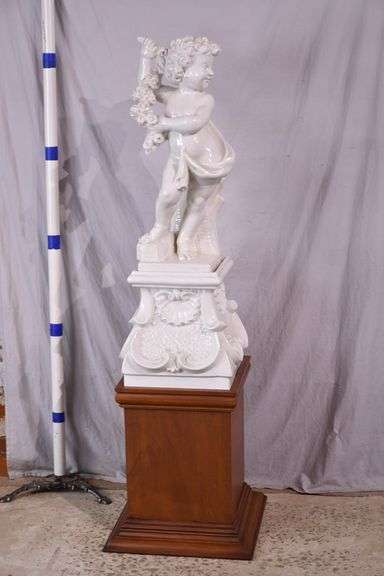 Large ceramic 2 piece statue with cherry pedestal; 68-7485A - R.H. Lee ...