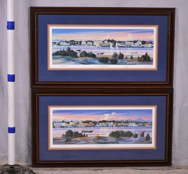 Pair of signed Artist Proof prints "The Old Port Town" by Alan Cheek ...