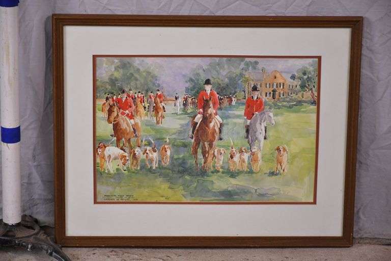Signed limited edition framed print "Middleton Place Hounds" by Carroll ...