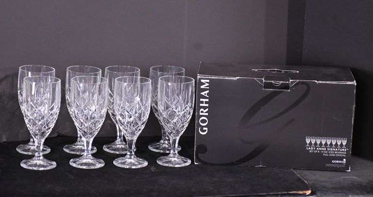 Set of 8 Gorham "Lady Anne Signature" 14oz iced beverage crystal ...