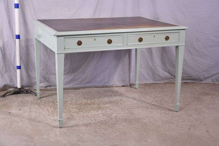 Painted leather top partner's desk; 18722-011 - R.H. Lee & Co. Auctioneers