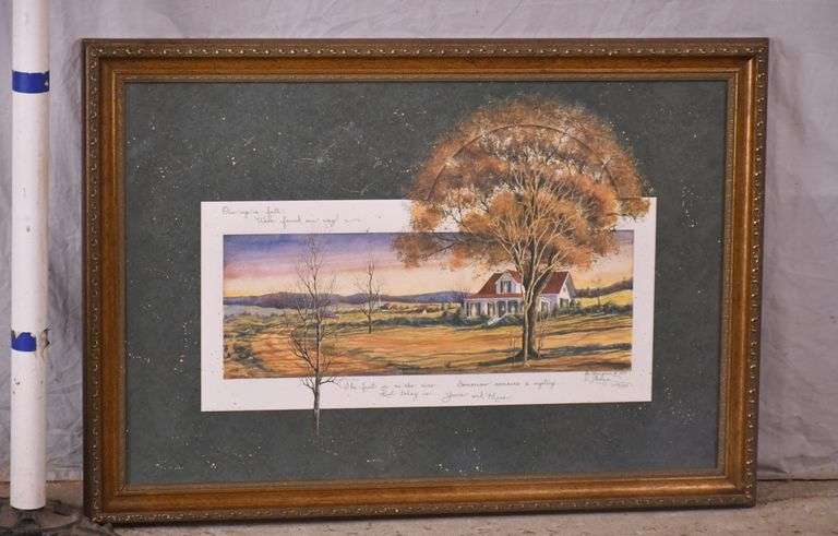 Signed limited edition framed print of a farm scene by D. Morgan; 976 ...