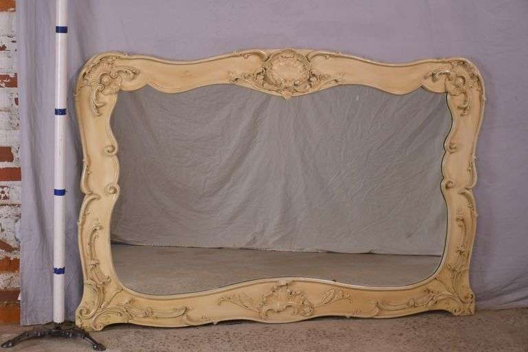 Large French style mirror with carved off-white frame; 55-11932E - R.H ...