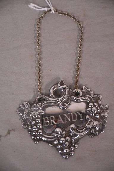 Sterling silver "Brandy" bottle tag; 971-207 - R.H. Lee & Co. Auctioneers