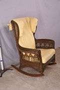 Large wicker wingback rocking chair with side magazine rack; 1152-057 ...