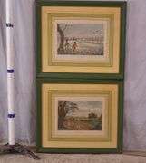 Pair of framed vintage hunting scene engravings by R. Havell; 840-107 ...