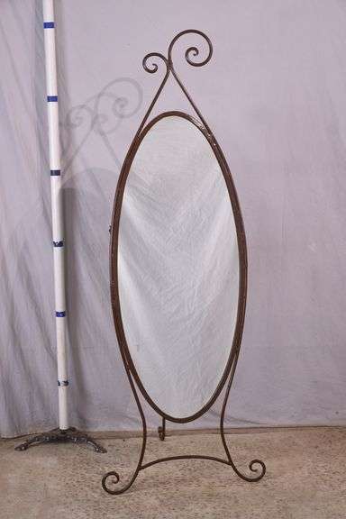 Oval dressing mirror with easel style metal frame; 1153-014 - R.H. Lee ...
