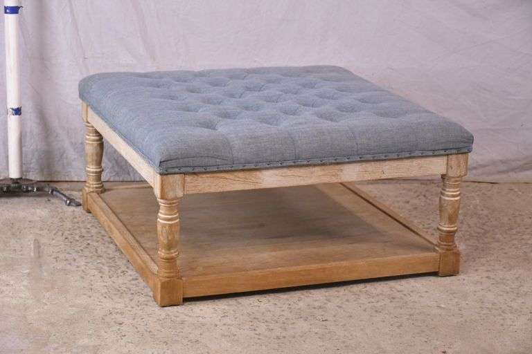 Large distressed ottoman with blue tufted top; 336-4352 - R.H. Lee & Co ...