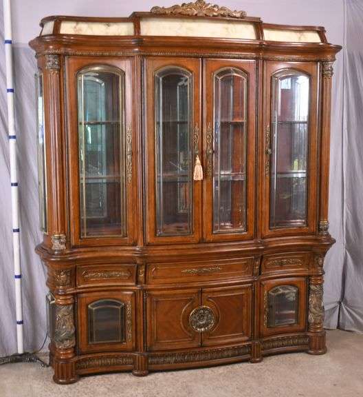 AICO "Michael Amini Signature Series" large ornate 2 part breakfront ...