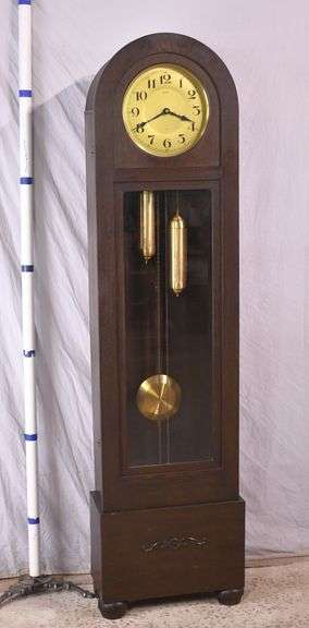 Dufa grandfather clock with archtop oak case; 68-6366 - R.H. Lee & Co ...