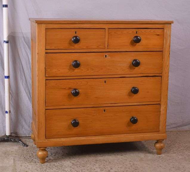 Early pine 2-over-3 drawer chest; 68-6345 - R.H. Lee & Co. Auctioneers