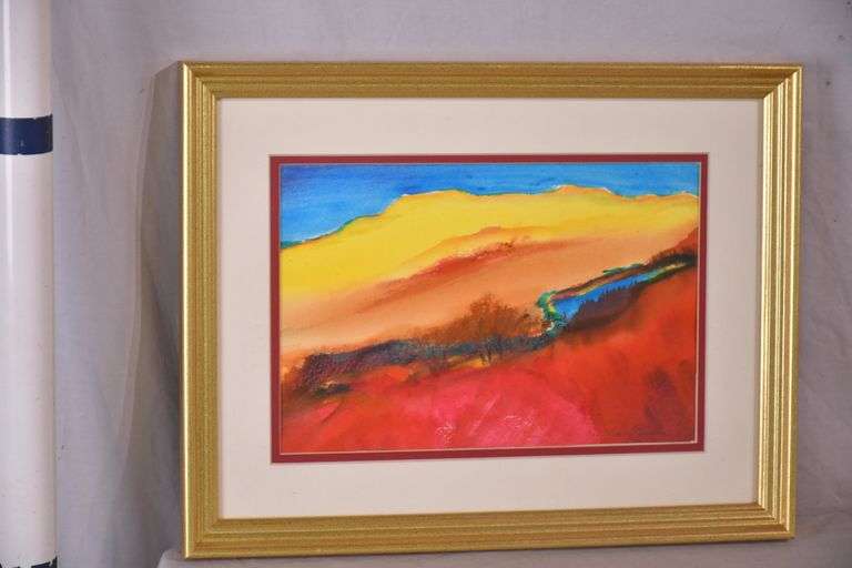Framed original watercolor "Primary Colors" by Barbara Hart Powell ...